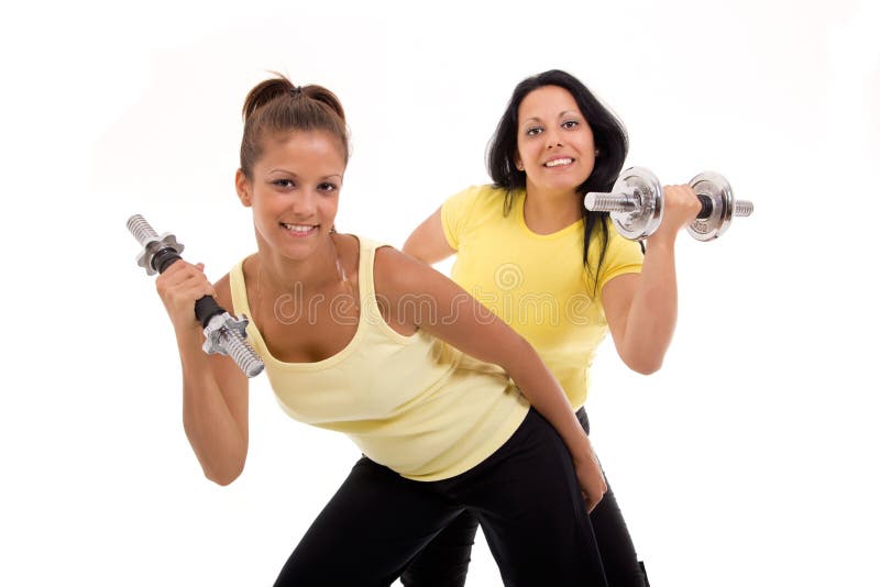 Two Healthy Women Exercising Stock Image - Image of neck, attractive ...