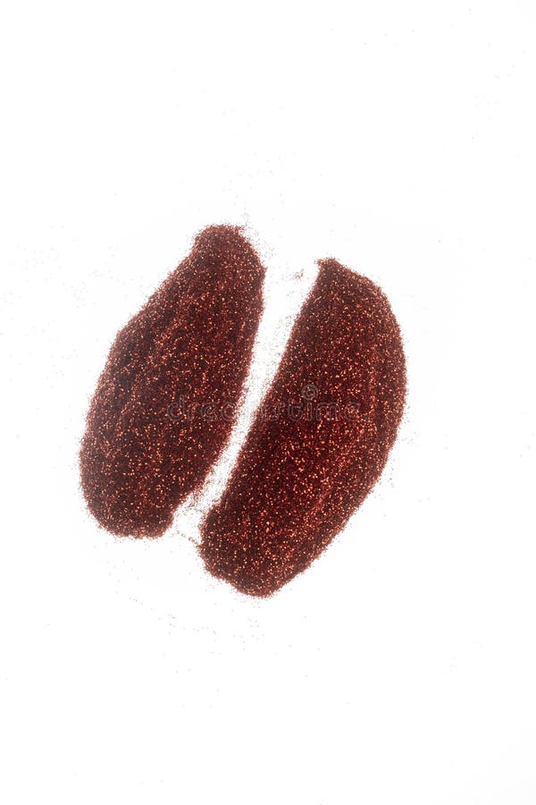 Two Heaps of Red Copper Glitter for Decoration Lying on White ...
