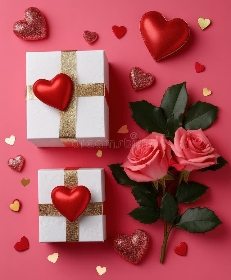Two Heart-adorned Boxes Sit Elegantly on a Soft Pink Backdrop ...