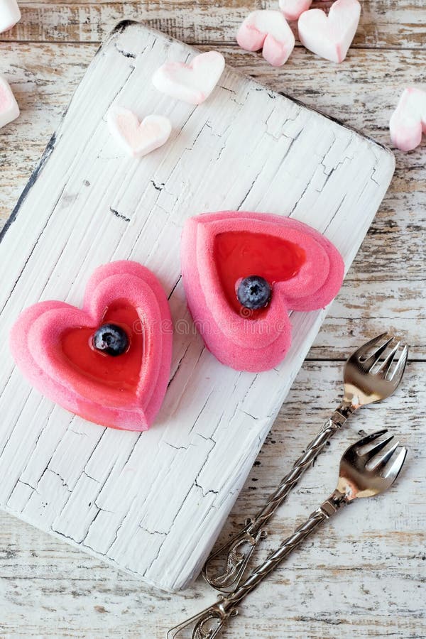 Cake Hearts on White Rustic Board Stock Photo - Image of dessert, form ...