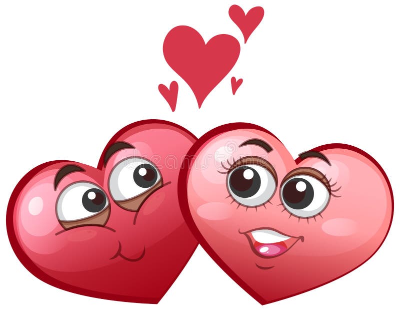 Two Heart Emoticons in Love Stock Vector - Illustration of mood ...