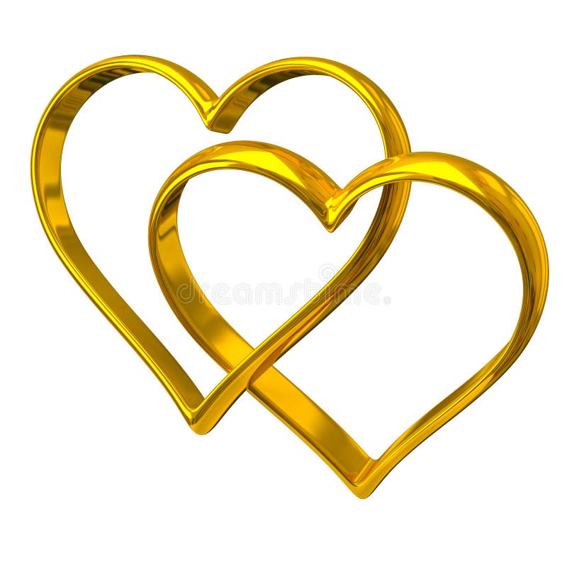 Two gold hearts stock illustration. Illustration of gold - 2188637