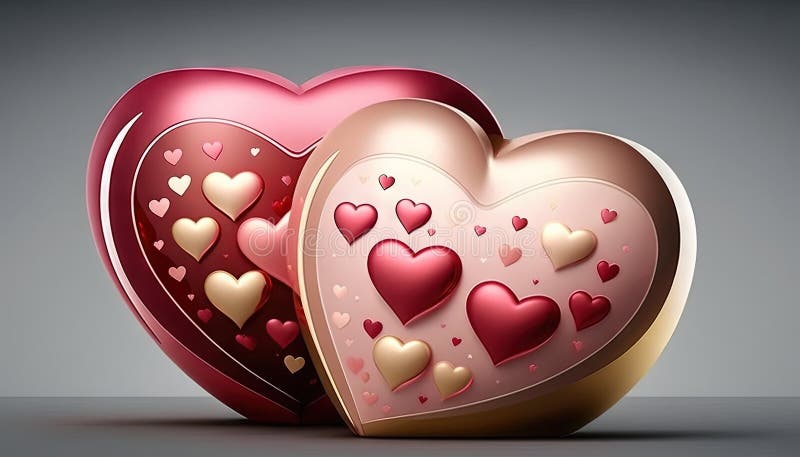 Two Heart Shaped Boxes with Hearts on the Inside of Them Stock ...