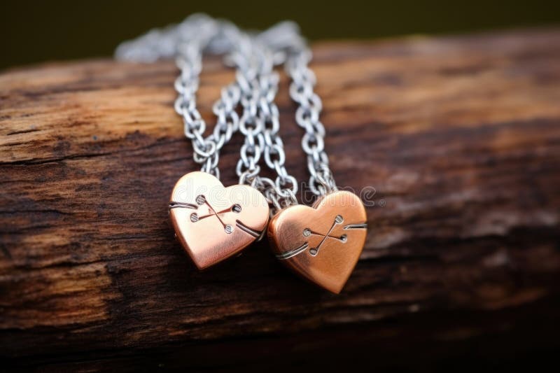 Two Heart-shaped Locks Linked Together on a Delicate Chain Stock Photo ...