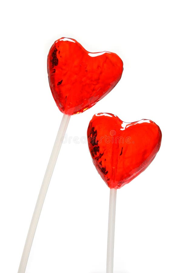 Two Heart Shaped Lollipops for Valentine Stock Photo - Image of ...