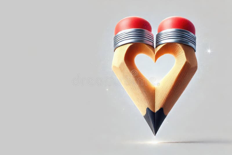 Two Heart-shaped Pencils. Space for Text. Stock Image - Image of ...