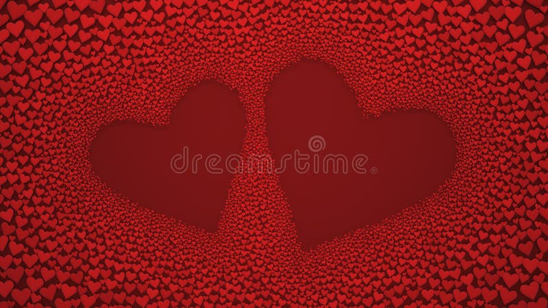 Two Heart Shapes Formed by Multiple Red Hearts - 3D Rendering Stock ...