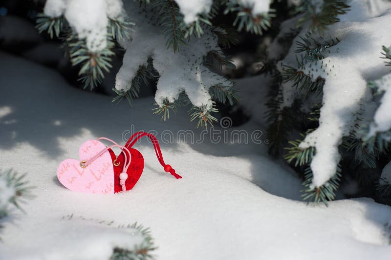 Two heart at snow stock image. Image of covered, frost - 29703619