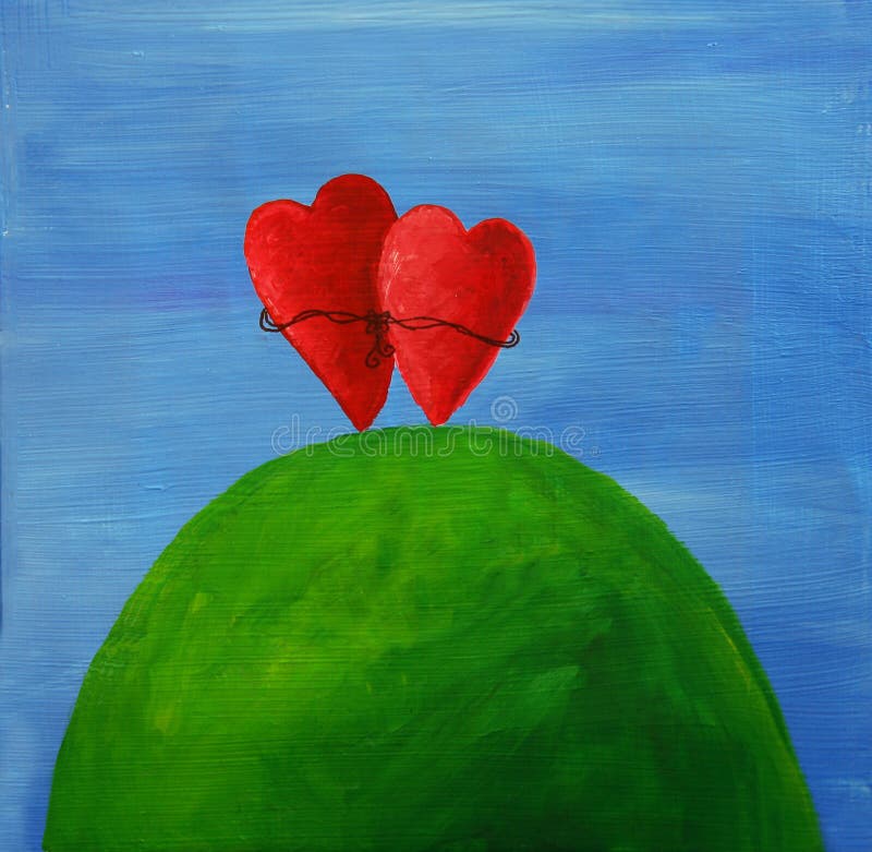 Two hearts stock illustration. Illustration of hearts, acrylic - 446113