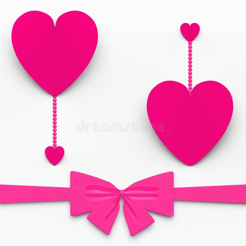 Two Hearts with Bow Show Decorative and Sweet Stock Illustration ...