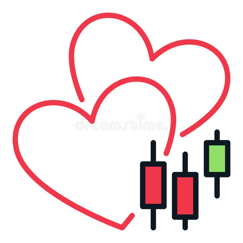 Two Hearts and Candlestick Chart Vector Trading Colored Icon or Design ...