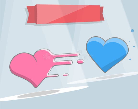 Two Hearts Cartoon Style. Vector Illustration for Print and Web Design ...