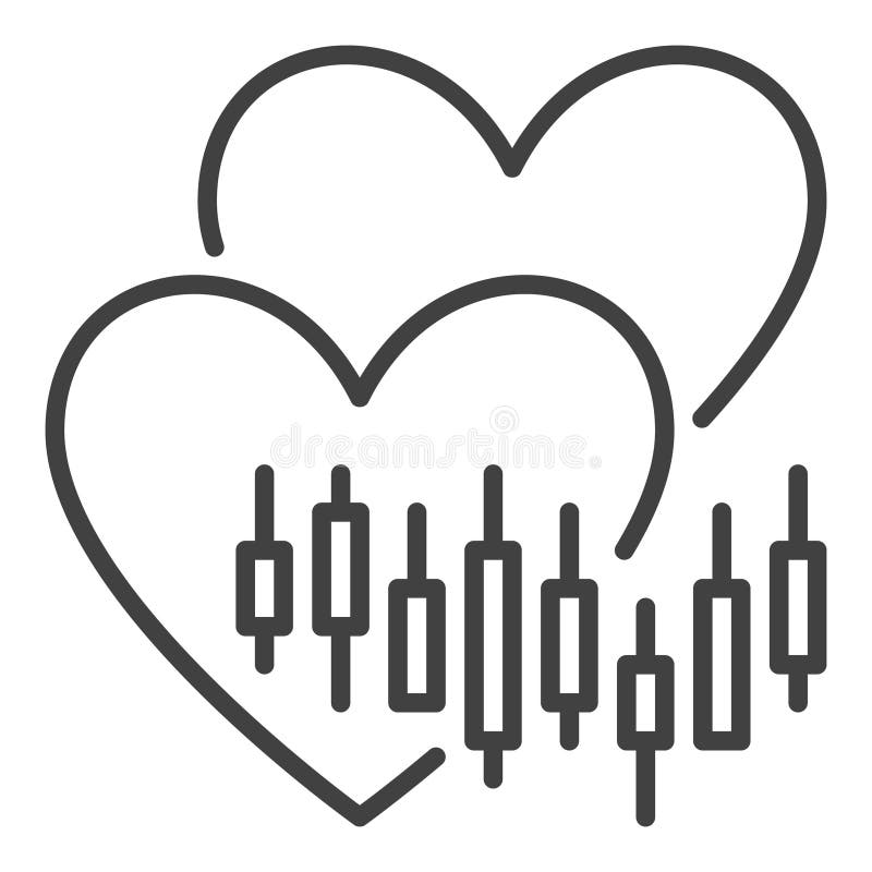 Two Hearts and Chart Vector Financial Thin Line Icon or Symbol Stock ...