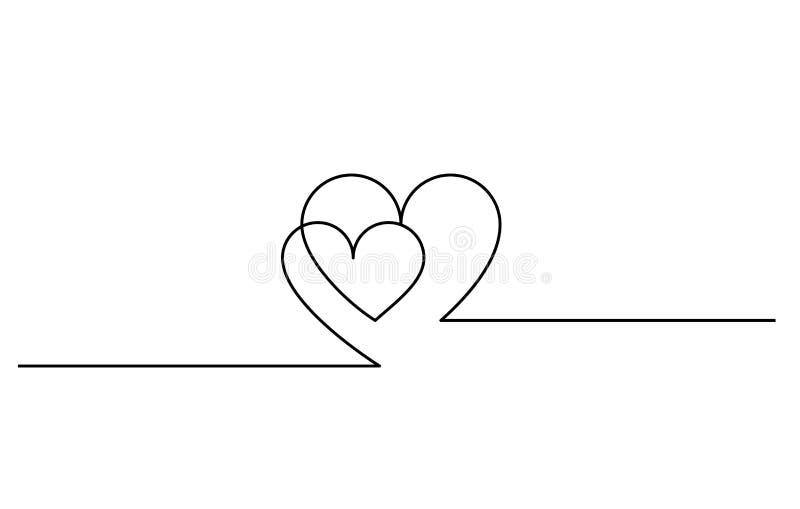 Two Hearts Continuous One Line Art Drawing, Valentines Day Concept ...