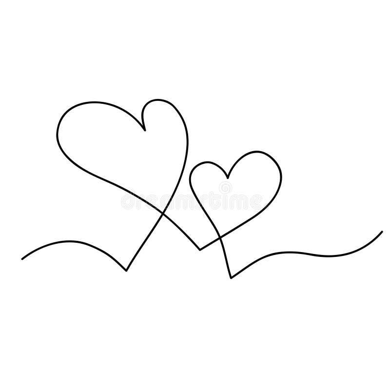 Hearts Continuous One Line Art Drawing, Valentines Day Concept, Heart ...