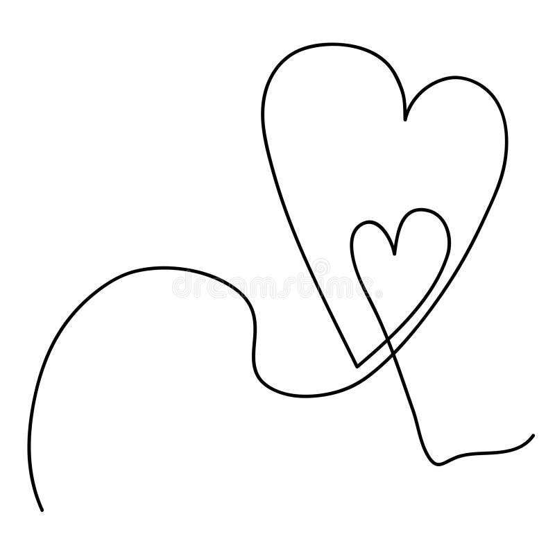 Two Hearts Continuous One Line Art Drawing, Valentines Day Concept ...