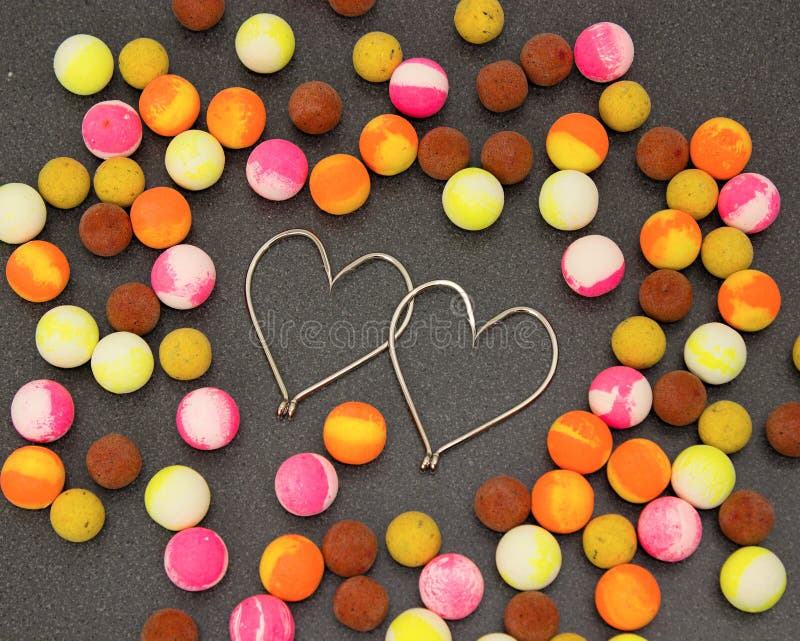 Two Hearts from Fishing Hooks Stock Image - Image of sharp, silver ...