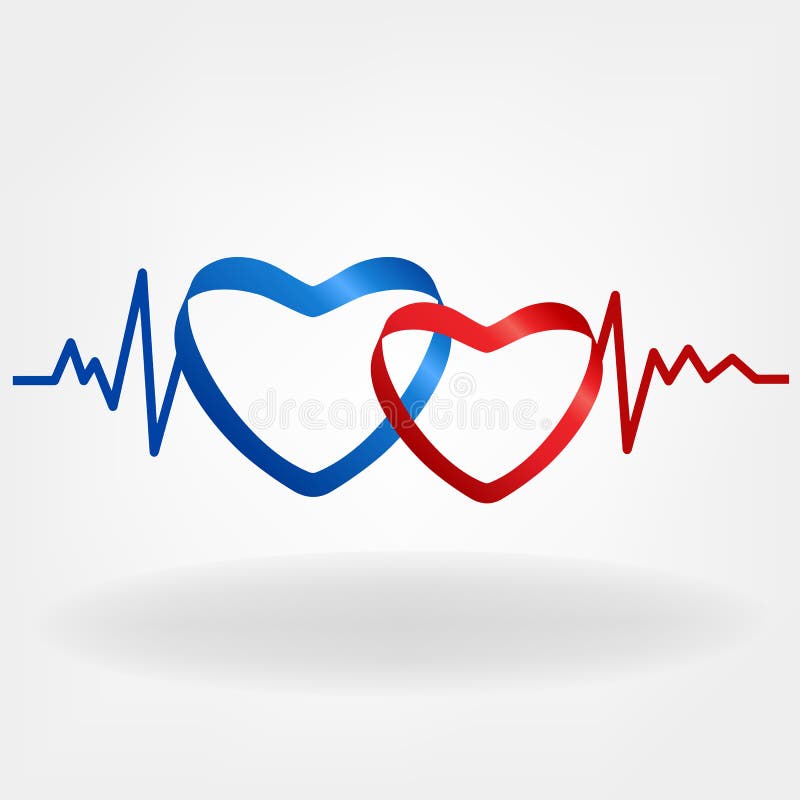 Two Hearts. Heartbeat Design Stock Illustration - Illustration of ...