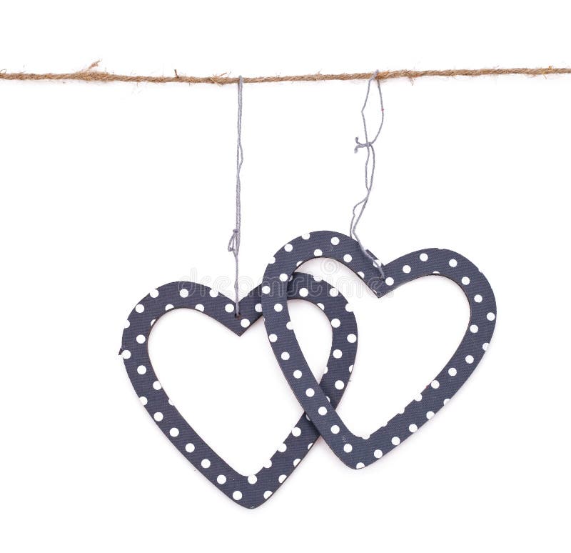 Two Hearts Hung Up on the String Stock Photo - Image of string ...