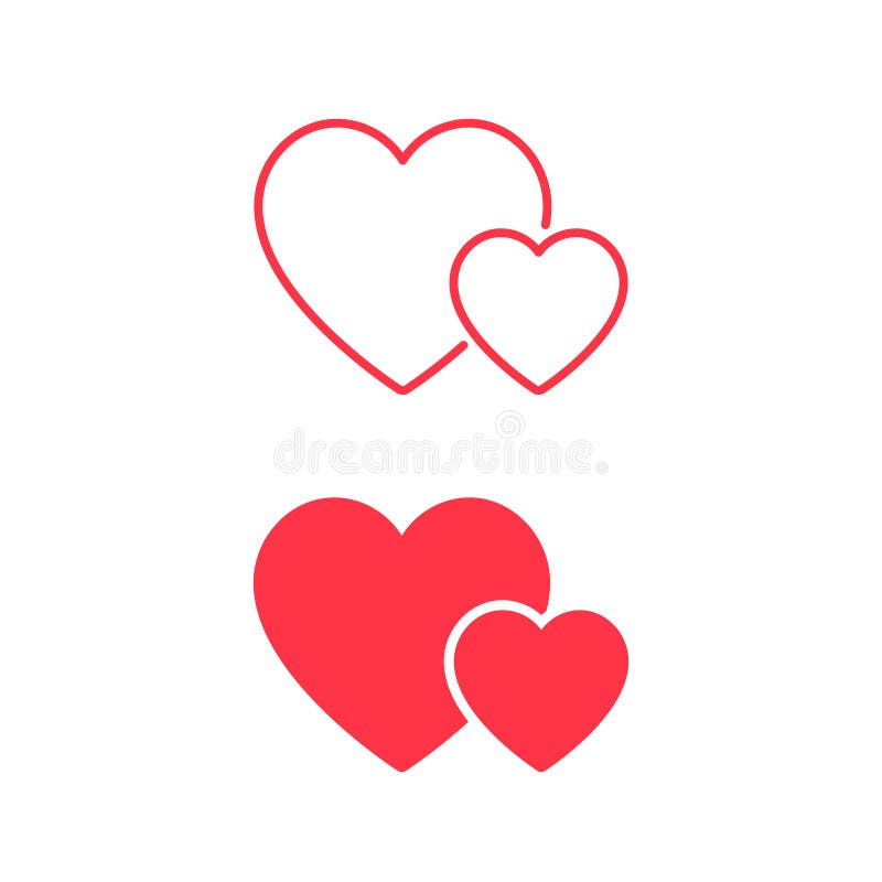 Two Hearts Icon Set Isolated on White Background - Vector Flat ...