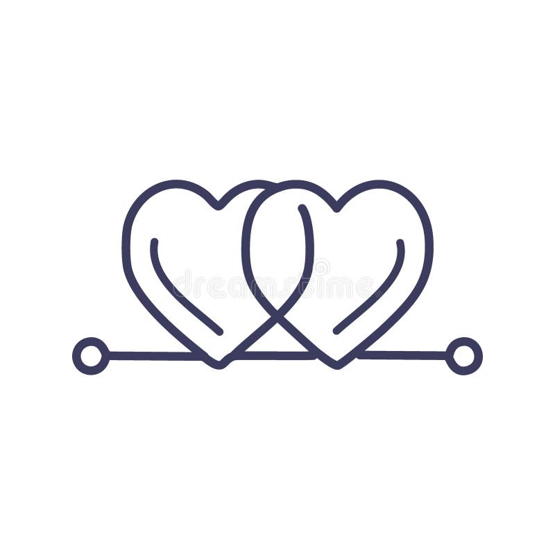 Two Hearts Linked. Two Hearts Connected by a Line, Symbolizing Love ...