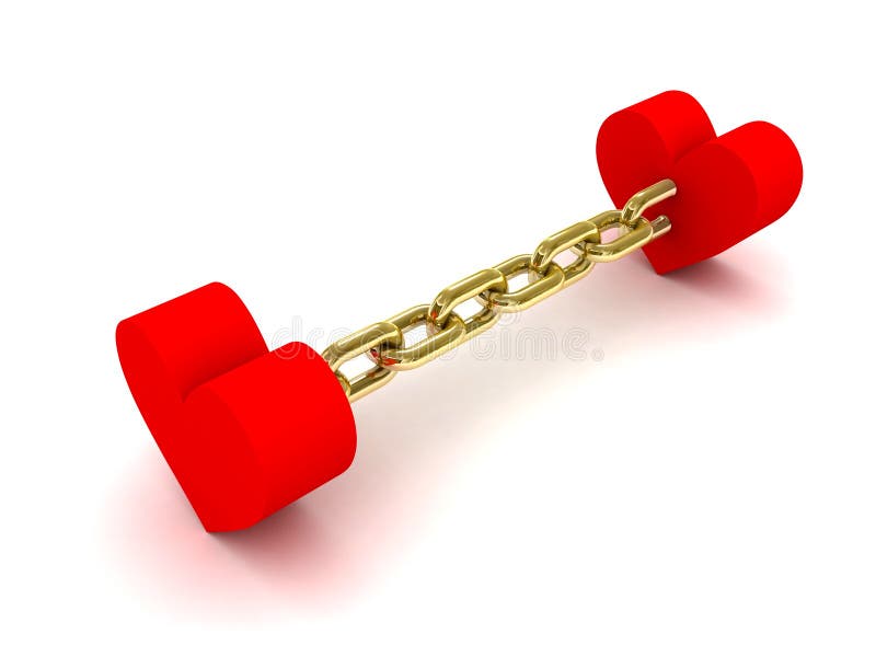 Two Hearts Linked by Golden Chain. Stock Illustration - Illustration of ...