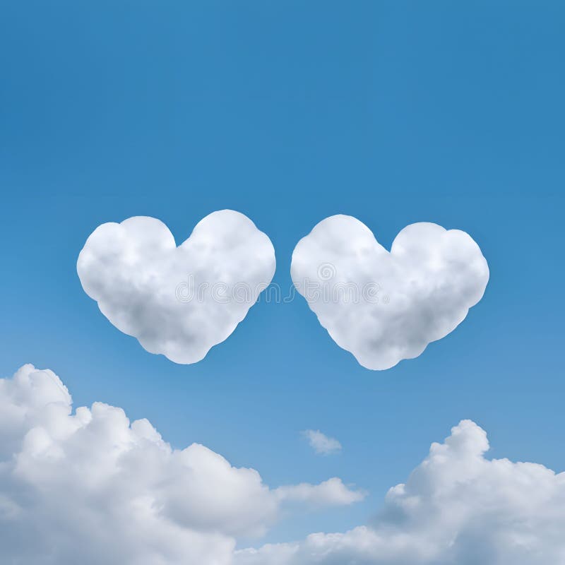 Two Hearts Made of Clouds in the Sky. Heart As a Symbol of Affection ...