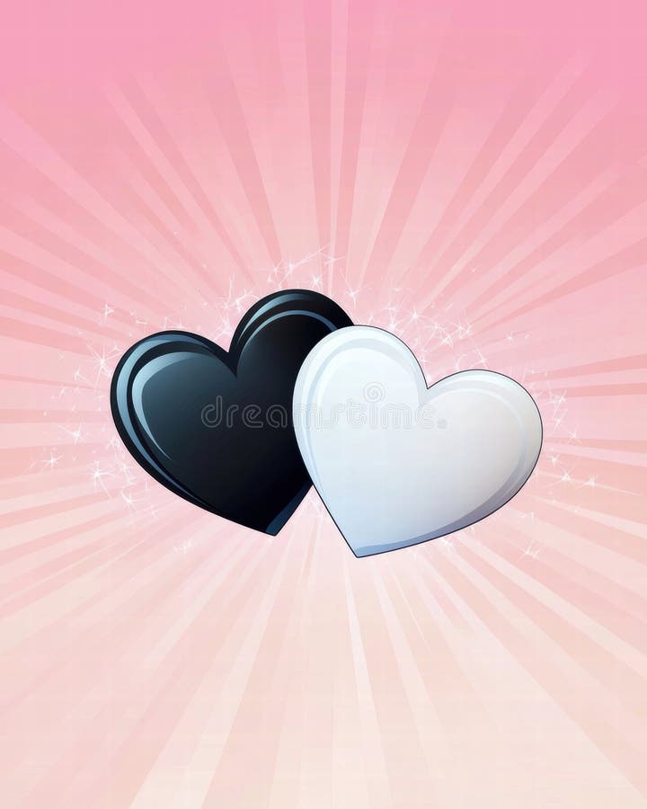Two Hearts, One Black and One White, Symbolize Unity and Contrast ...