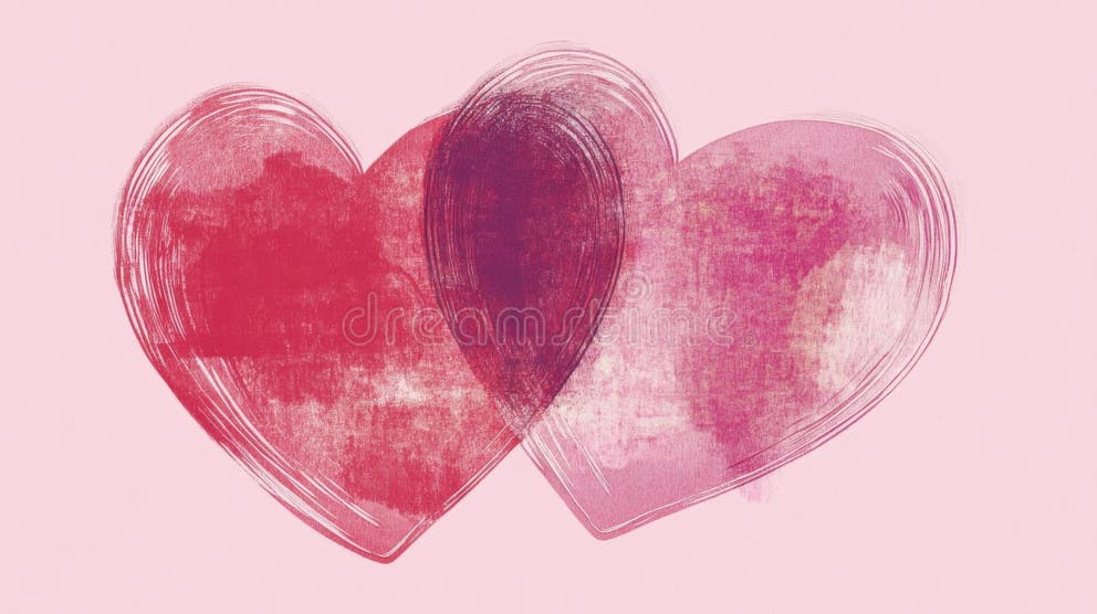 Two Hearts Painted with Texture, Love, Romance, Design Stock ...