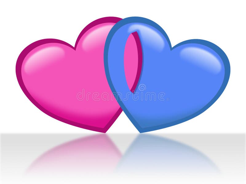 Two Hearts, Pink and Blue for Valentine`s Day Stock Illustration ...