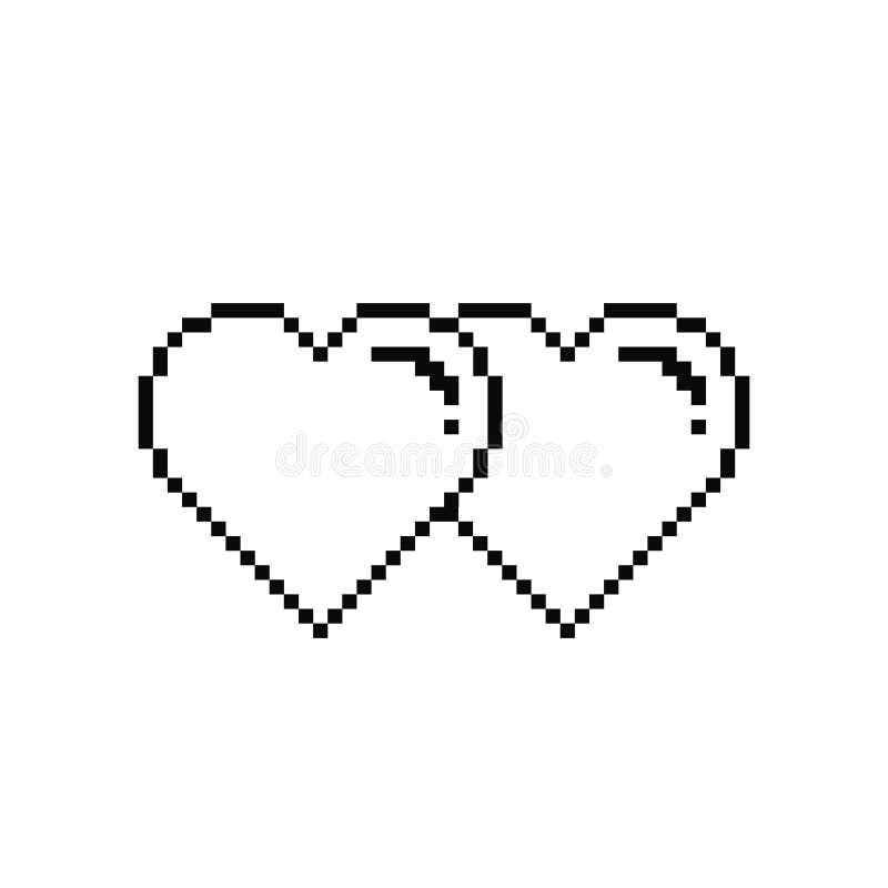 Two Hearts Pixel Icon. Vector Isolated Flat Illustration Stock Vector ...