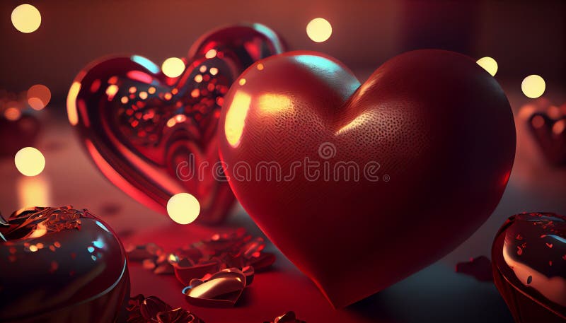 Two Hearts Realistic, Valentine. Romantic. AI Generative Content Stock ...