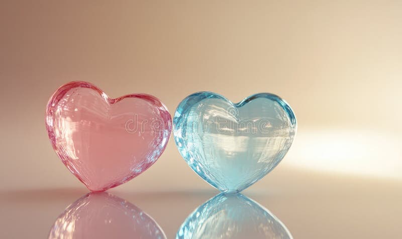 Two Hearts are Shown in a Mirror Stock Illustration - Illustration of ...