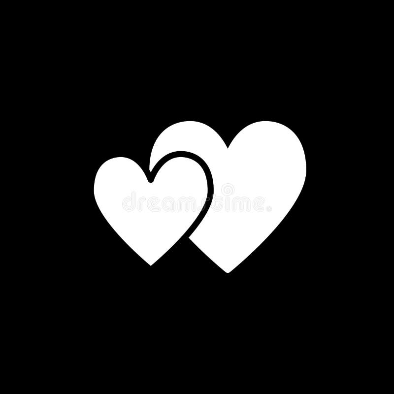 Two Hearts Solid Icon. Valentines Day Vector Illustration Isolated on ...