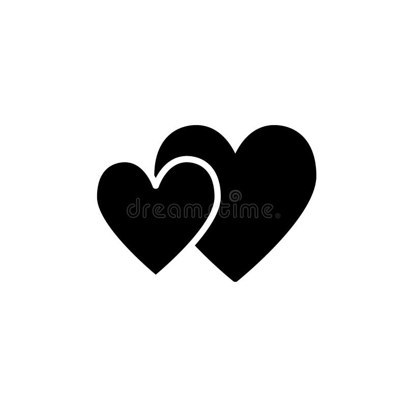 Two Hearts Solid Icon. Valentines Day Vector Illustration Isolated on ...