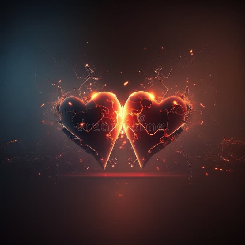 Two Hearts Sparkling when Touching, Valentine`s Day Stock Image - Image ...