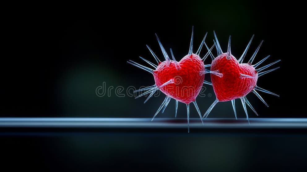 Two Hearts with Spikes on Them Stock Photo - Image of valentine ...