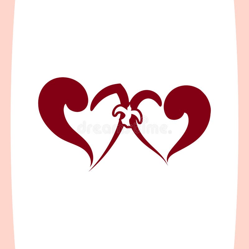 Two Hearts Touching Each Other Create a Flying Bird Stock Illustration ...