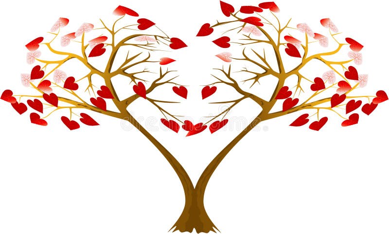 Two hearts trees stock vector. Illustration of vector - 8026287