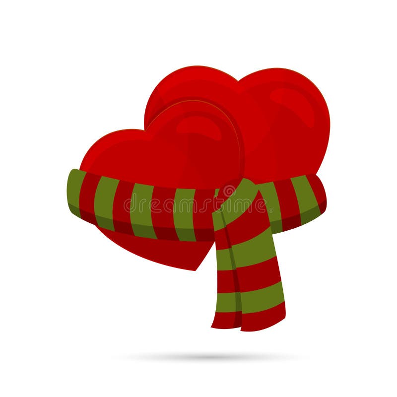 Two Hearts Wrapped Up with a Scarf. Stock Vector - Illustration of ...