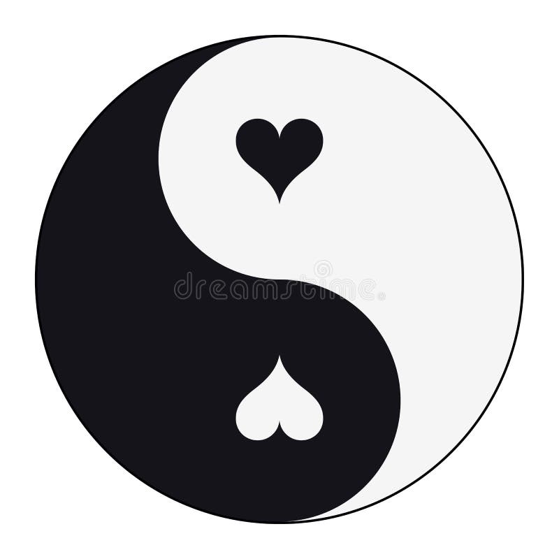 Yin Yang with Hearts stock illustration. Illustration of harmony - 4072586