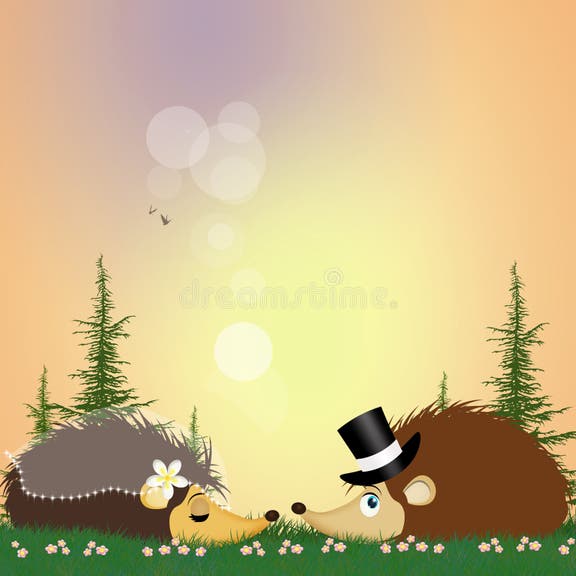 Two Hedgehogs Getting Married Stock Illustration - Illustration of ...