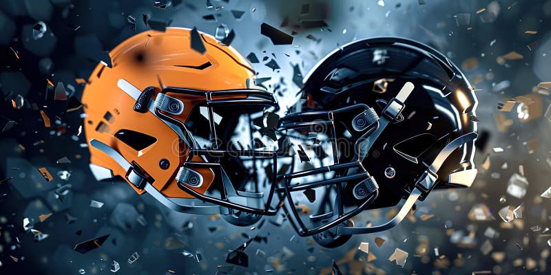 Two Helmets Facing Each Other in American Football Stock Image - Image ...