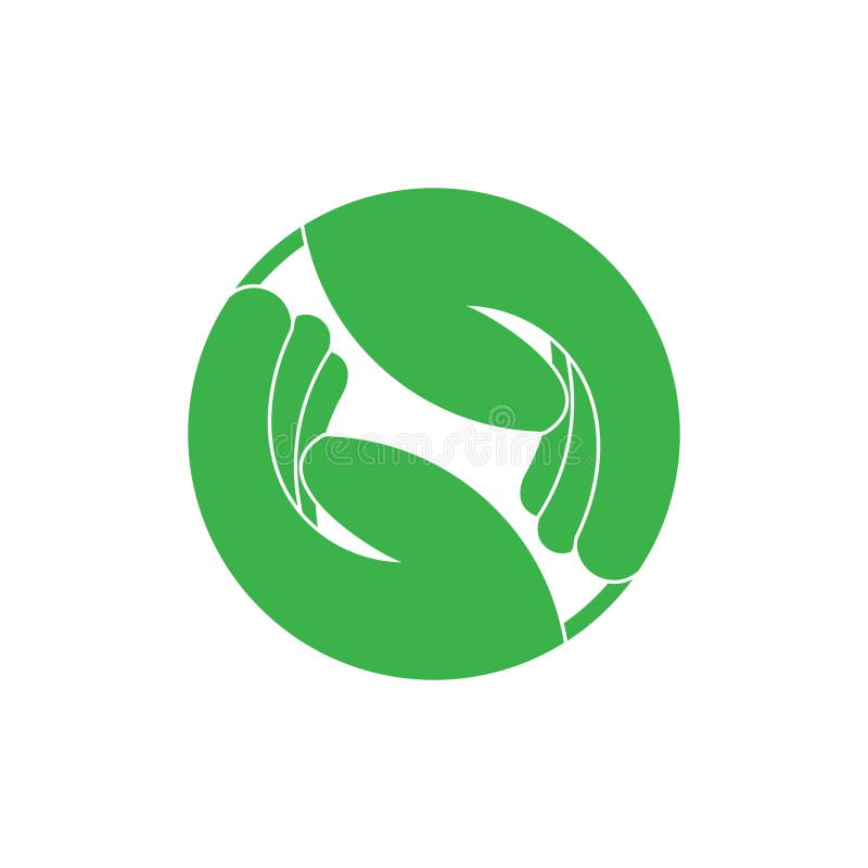 Two Helping Hand Circle Geometric Team Work Symbol Vector Stock ...