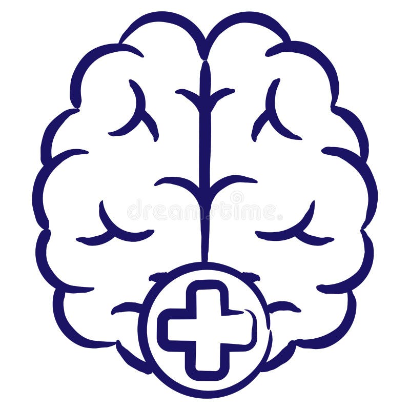 Two Hemispheres of the Human Brain with a Plus Sign. Minimal Vector ...