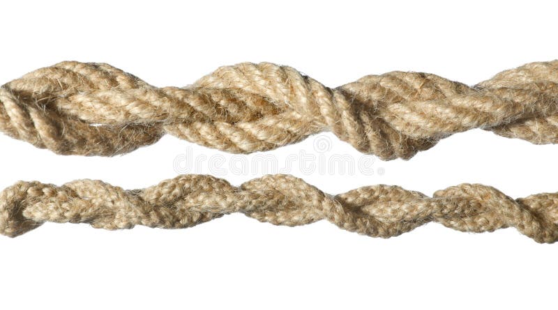Two Hemp Ropes with Knots Isolated on White Stock Image - Image of rope ...