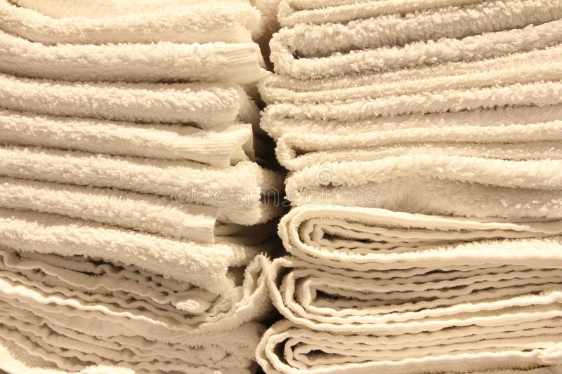 High piles of white towels stock image. Image of white - 278116167