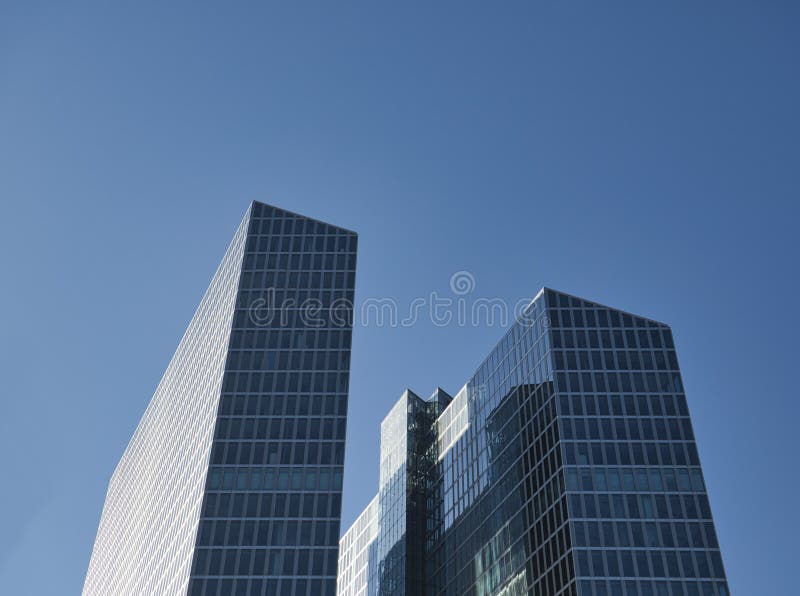Two High-rise Buildings with Connecting Bridge Stock Image - Image of ...