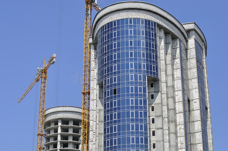 Two High-rise Buildings Under Construction Stock Image - Image of ...