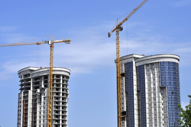 Two high-rise buildings stock photo. Image of cement - 58396332